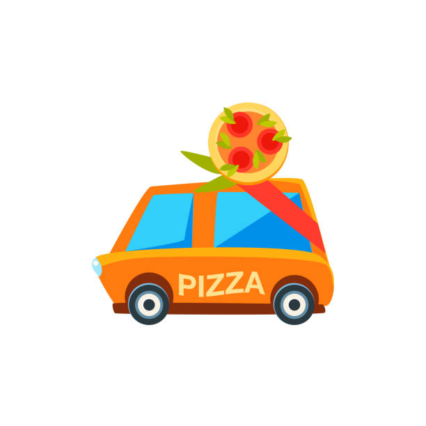 Pizza A Pizza Delivery By Car Clip Art