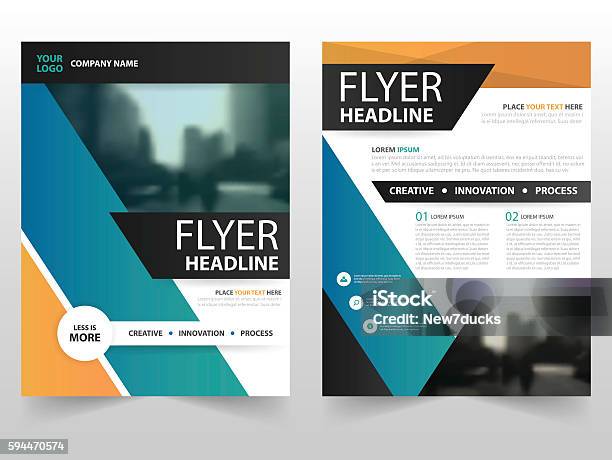 Desain Templat Laporan Tahunan Orange Green Business Brochure Leaflet