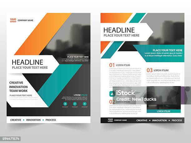 Desain Templat Laporan Tahunan Orange Green Business Brochure Leaflet