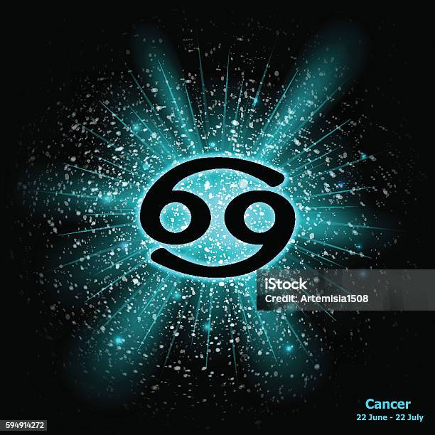 Zodiac Sign Cancer On Cosmic Explosion Background Stok Vektör Sanatı