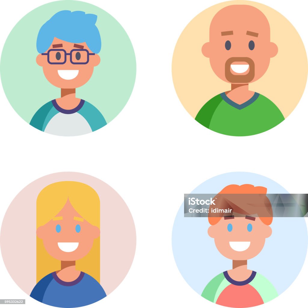 Set Of Avatar Icons Flat Design Characters Vector Stock Illustration ... Set Of Avatar Icons Flat Design Characters Vector Stock Illustration ...