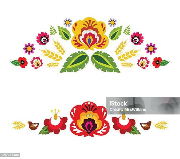 Traditional Folk Floral Pattern Vector Illustration向量圖形及更多匈牙利文化圖片 Istock