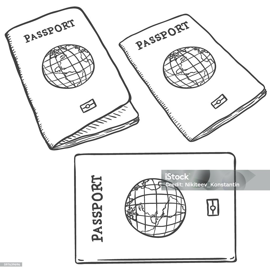 Vector Set Of Sketch Passports Stock Illustration Download Image Now