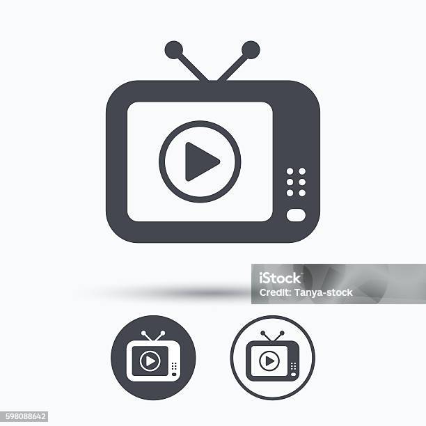 Tv 아이콘입니다 복고풍 텔레비전 기호 0명에 대한 스톡 벡터 아트 및 기타 이미지 0명 단일 이미지 라벨 Istock