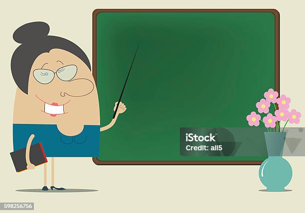 Lenseignant Se Tient Près Du Tableau Des Points Sur Le Tableau Vecteurs