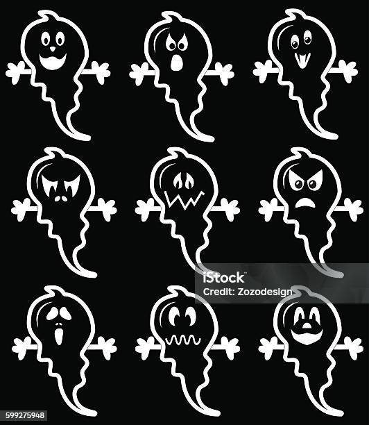 Ilustración de Iconos De Personajes Fantasmas De Halloween Aterradores ... Ilustración de Iconos De Personajes Fantasmas De Halloween Aterradores ...