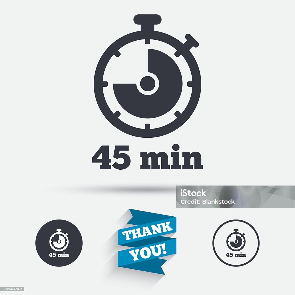 Timer Sign Icon 45 Minutes Stopwatch Symbol Stock Illustration ... Timer Sign Icon 45 Minutes Stopwatch Symbol Stock Illustration ...
