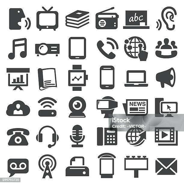 Communication Media Icons Big Series向量圖形及更多圖示圖片 圖示 電視台 電視機 Istock