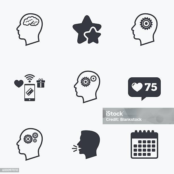 Ilustración De Icono De Cabeza Y Cerebro Macho De Los Símbolos Y Más