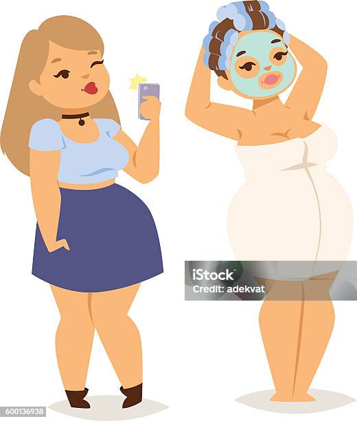 Fat Girl Vector Illustration Character Stock Illustration Download