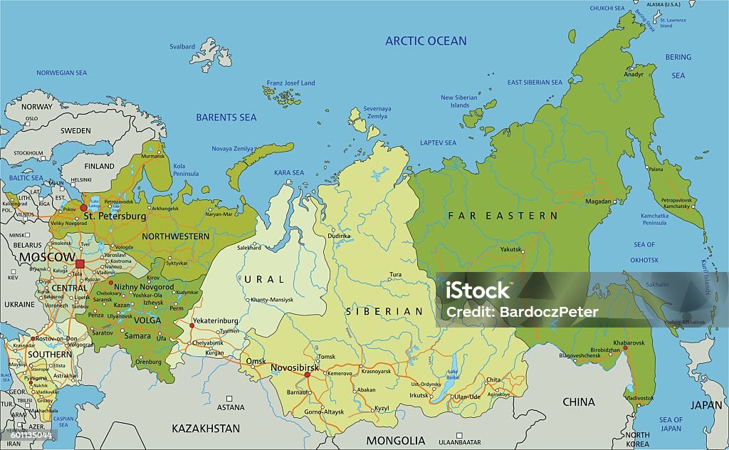 Highly Detailed Editable Political Map With Separated Layers Russia Stock Illustration