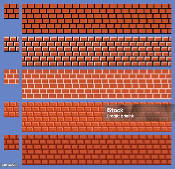 Texture For Platformers Pixel Art Vector Brick Wall向量圖形及更多格仔化圖片 Istock