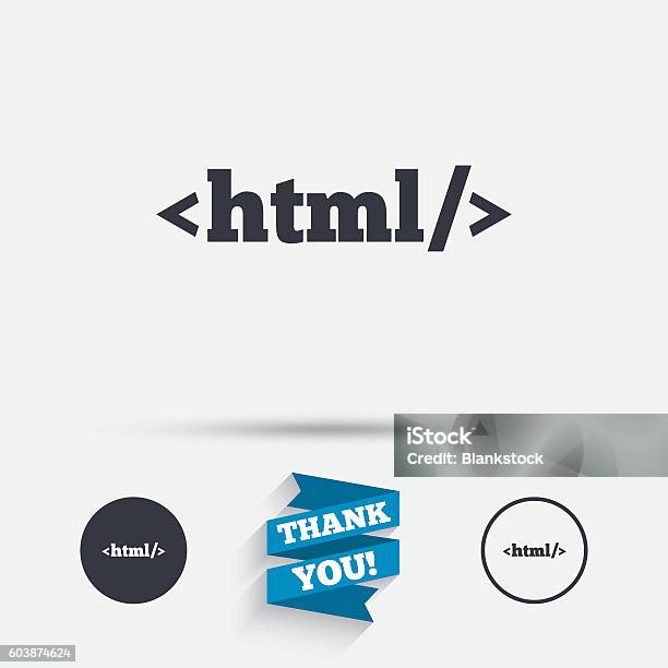 Html 팻말 아이콘크기 표시 언어 기호까지 0명에 대한 스톡 벡터 아트 및 기타 이미지 0명 Html 감사합니다