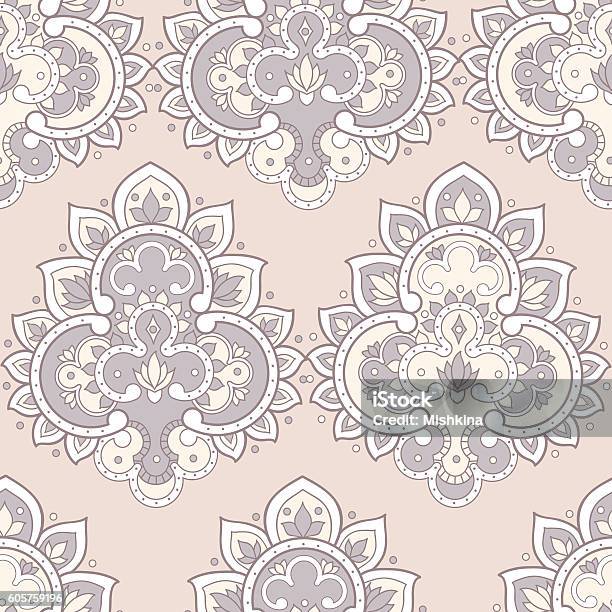 Vintage Seamless Pattern Inadian Style Vector Ornament向量圖形及更多一朵花圖片 Istock