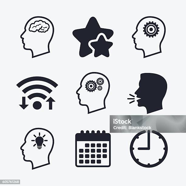 Ilustración De Icono De Cabeza Y Cerebro Macho De Los Símbolos Y Más