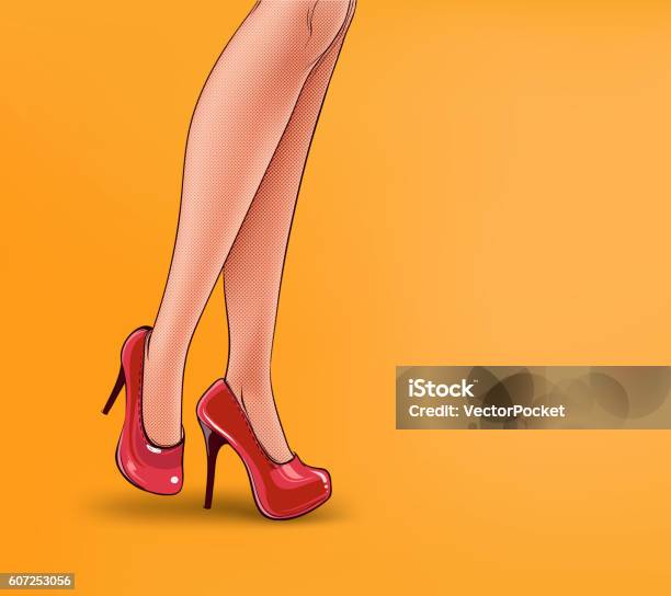 Vector Pop Art Illustration Of Female Legs Stock Illustration