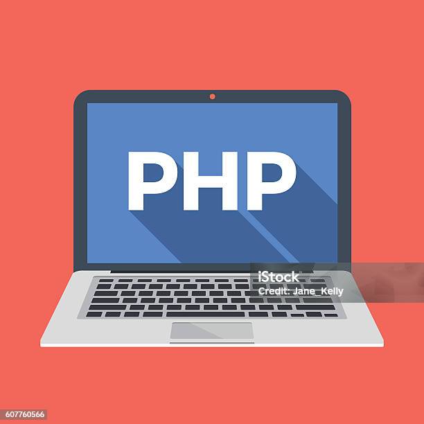 Php 단어와 노트북 Php 백 엔드 웹 개발 프로그래밍 알아보기 Php 프로그래밍 언어에 대한 스톡 벡터 아트 및 기타 이미지 Php 프로그래밍 언어 학습 개발
