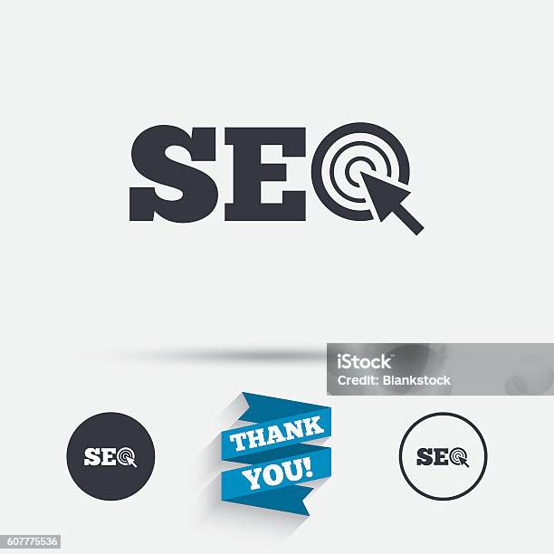 Seo 팻말 아이콘크기 검색 엔진 최적화 기호까지 에 대한 스톡 벡터 아트 및 기타 이미지 감사합니다 개선