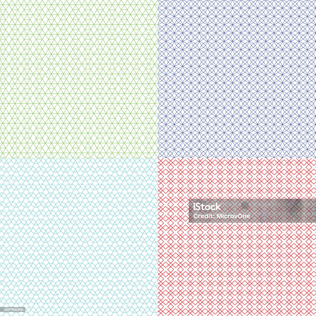 Guilloche Patterns Vector Set For Voucher Banknote Certificate And