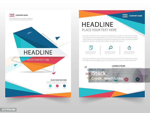 Warnawarni Geometris Leaflet Brochure Flyer Laporan Tahunan Buku Desain