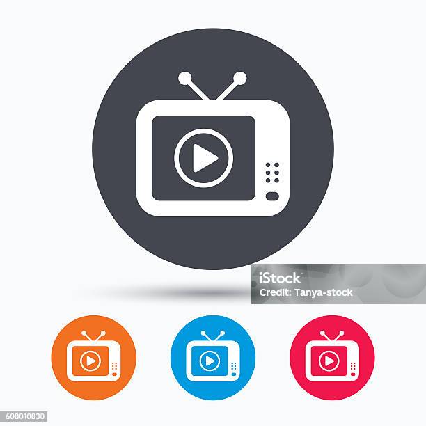 Tv 아이콘입니다 복고풍 텔레비전 기호 0명에 대한 스톡 벡터 아트 및 기타 이미지 0명 단일 이미지 라벨 Istock