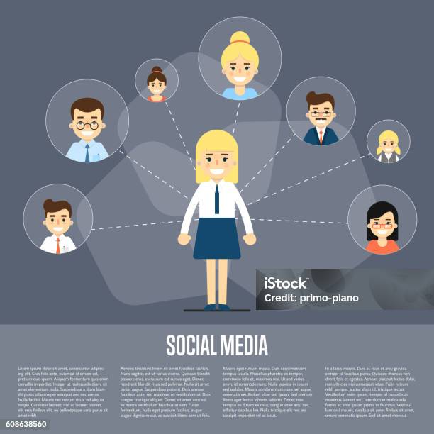 Spanduk Media Sosial Dengan Orangorang Yang Terhubung Ilustrasi Stok