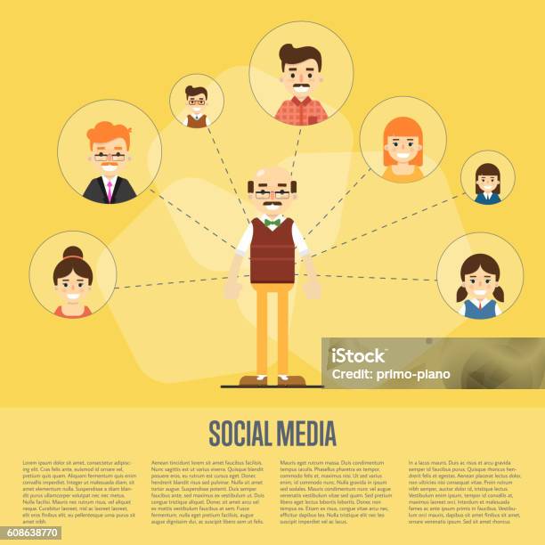 Spanduk Media Sosial Dengan Orangorang Yang Terhubung Ilustrasi Stok