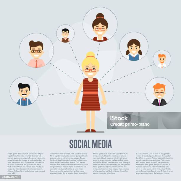 Spanduk Media Sosial Dengan Orangorang Yang Terhubung Ilustrasi Stok