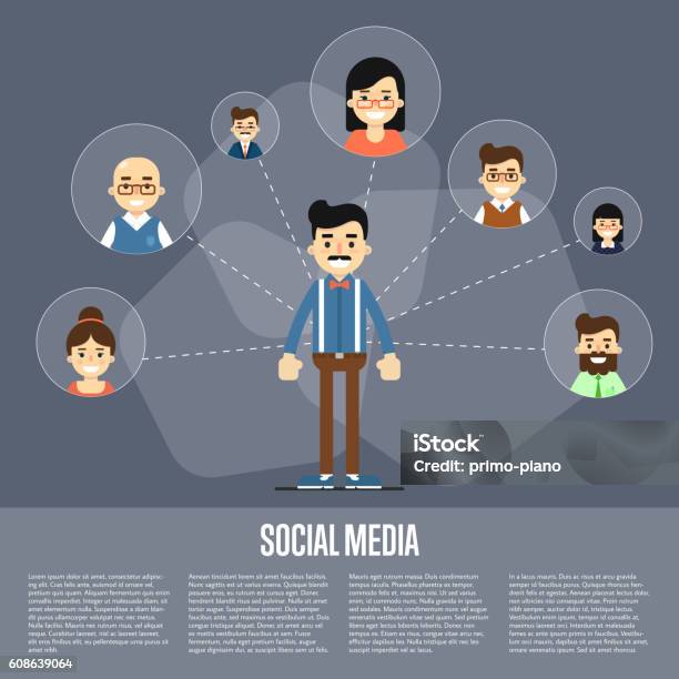 Spanduk Media Sosial Dengan Orangorang Yang Terhubung Ilustrasi Stok