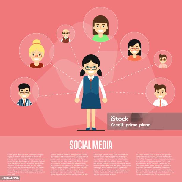 Spanduk Media Sosial Dengan Orangorang Yang Terhubung Ilustrasi Stok