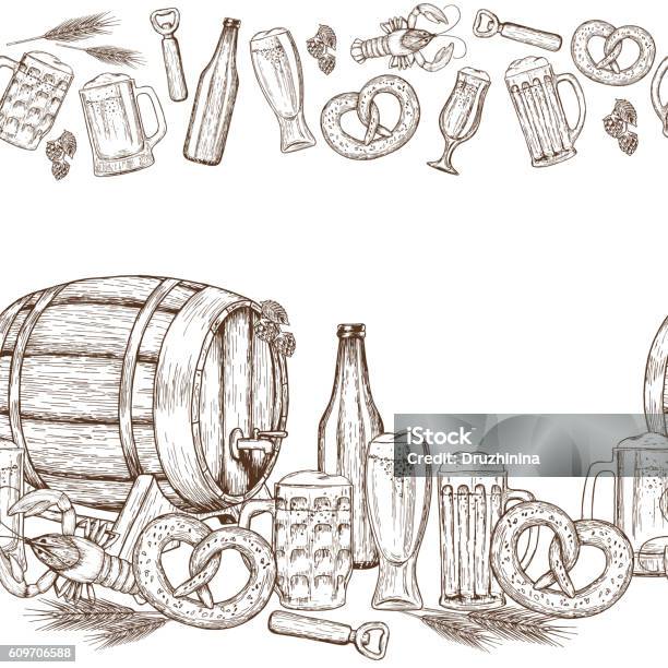 Ilustración de Borde Horizontal Sin Costuras De Cerveza y más Vectores ... Ilustración de Borde Horizontal Sin Costuras De Cerveza y más Vectores ...