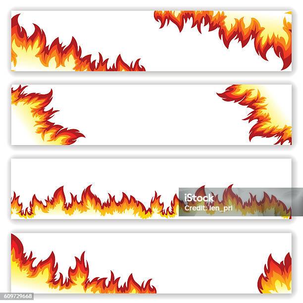 Set Spanduk Api Ilustrasi Stok Unduh Gambar Sekarang Api Api