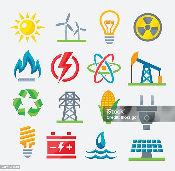 Energy Colorful Icons向量圖形及更多圖示圖片 圖示 天然氣 水 Istock