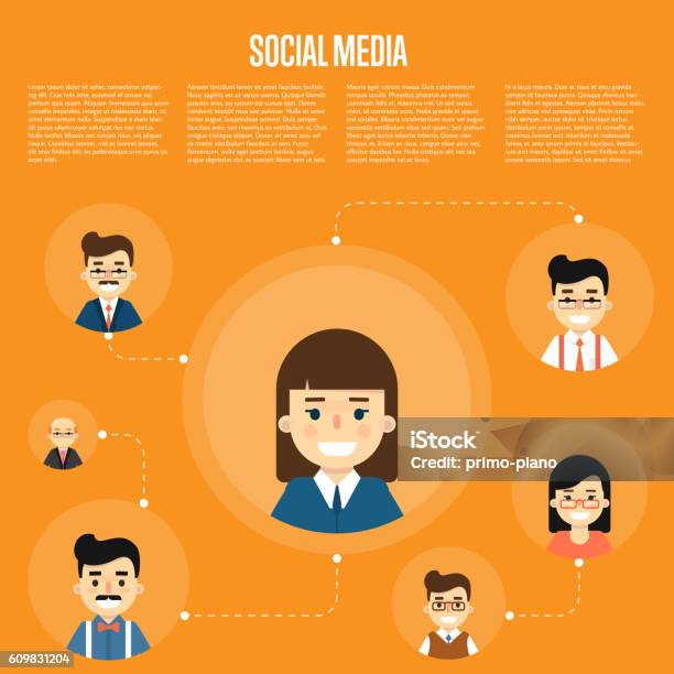 Spanduk Media Sosial Dengan Orangorang Yang Terhubung Ilustrasi Stok