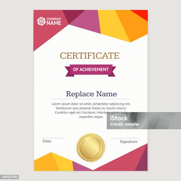 Certificate Vertical Template Vector向量圖形及更多證書圖片 證書 模板 成就 Istock