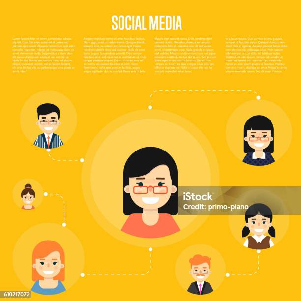 Spanduk Media Sosial Dengan Orangorang Yang Terhubung Ilustrasi Stok