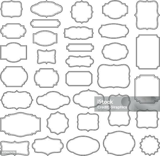 Vintage Frames Set向量圖形及更多有邊框的圖片 有邊框的 畫框 復古風格 Istock