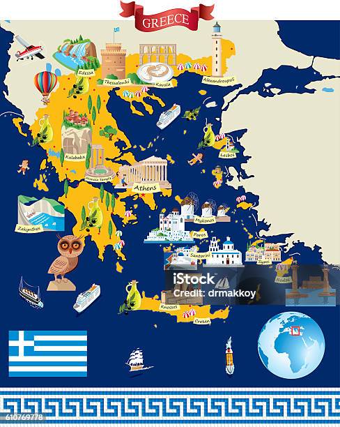 Greece Cartoon Map向量圖形及更多希臘 南歐圖片 希臘 南歐 地圖 希臘文化 Istock