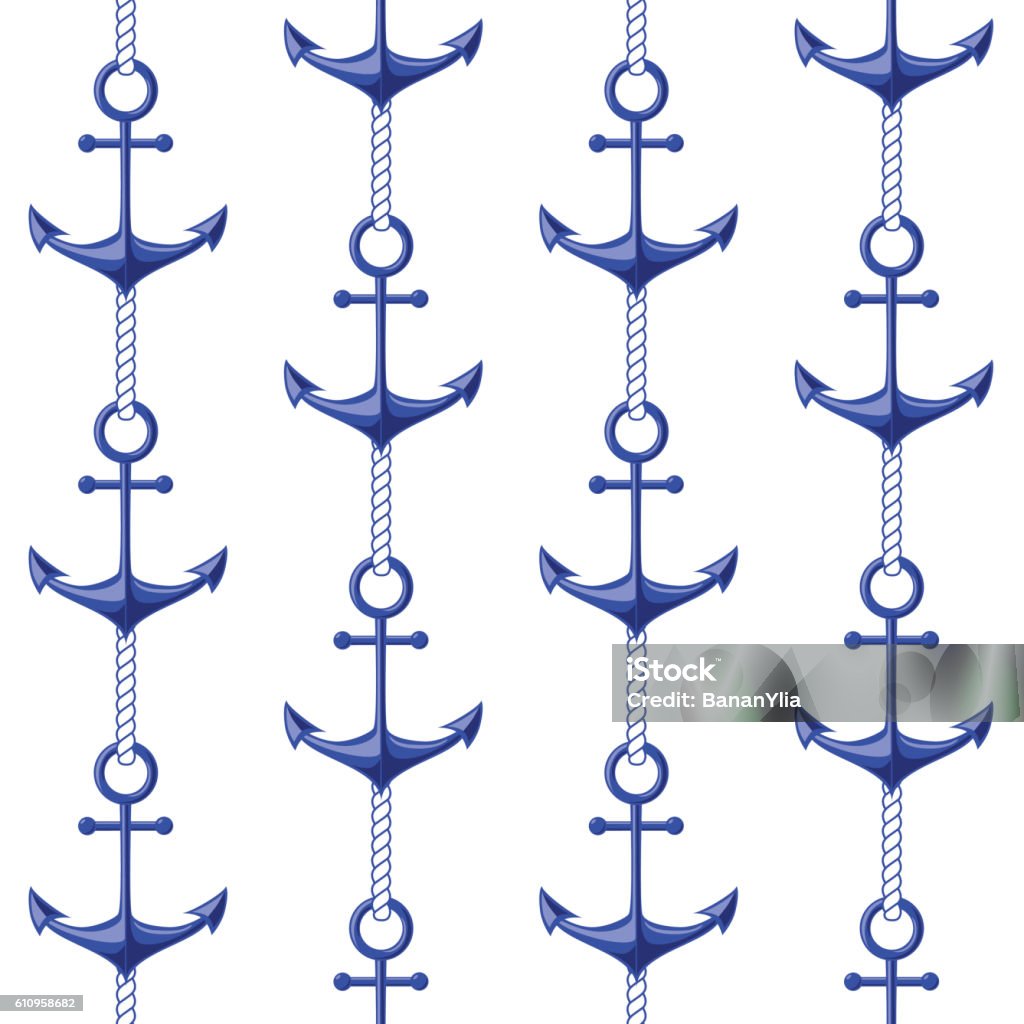 Blaue Anker Und Seilmuster Auf Weißem Hintergrund Stock Vektor Art und ... Blaue Anker Und Seilmuster Auf Weißem Hintergrund Stock Vektor Art und ...