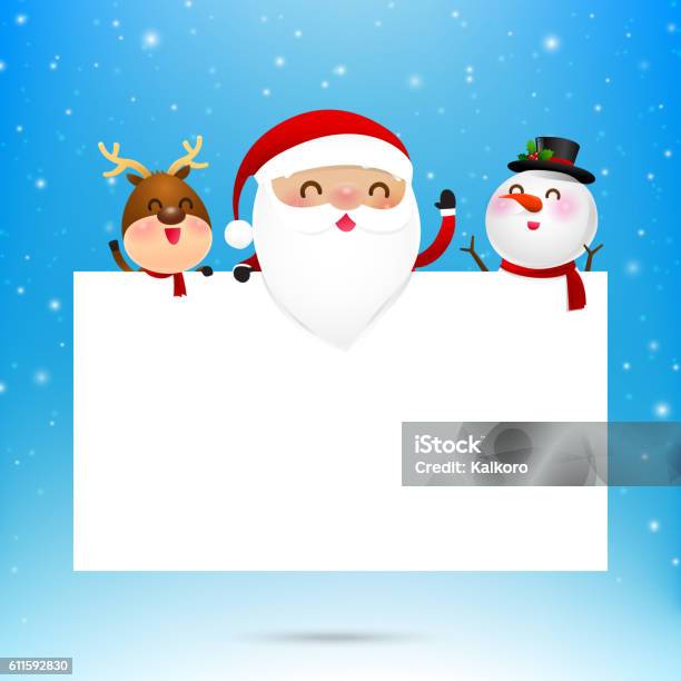 Merry Natal Santa Claus Kartun Dan Kertas Kosong Dengan Copyspa