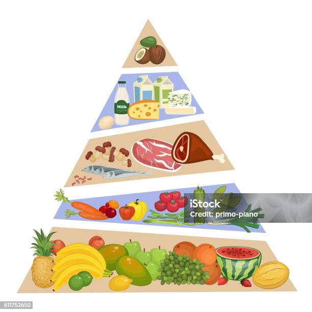 Food Pyramid Vector Concept In Flat Design向量圖形及更多健康飲食圖片 健康飲食 導遊 金字塔