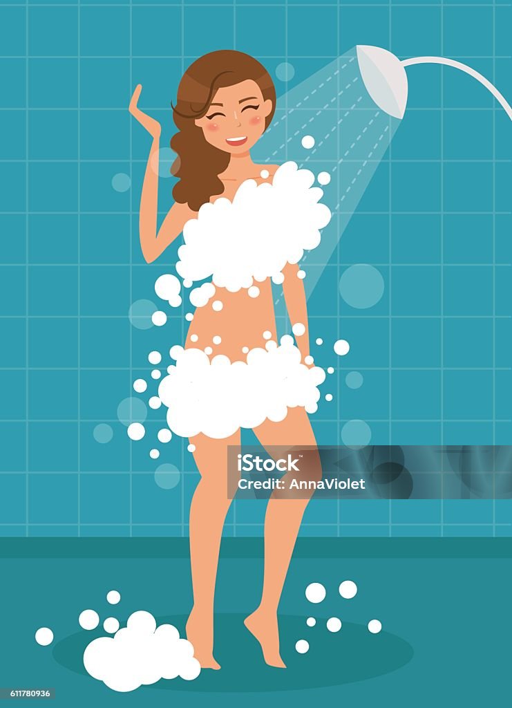Woman Taking Shower Stock Illustration Download Image Now Adults