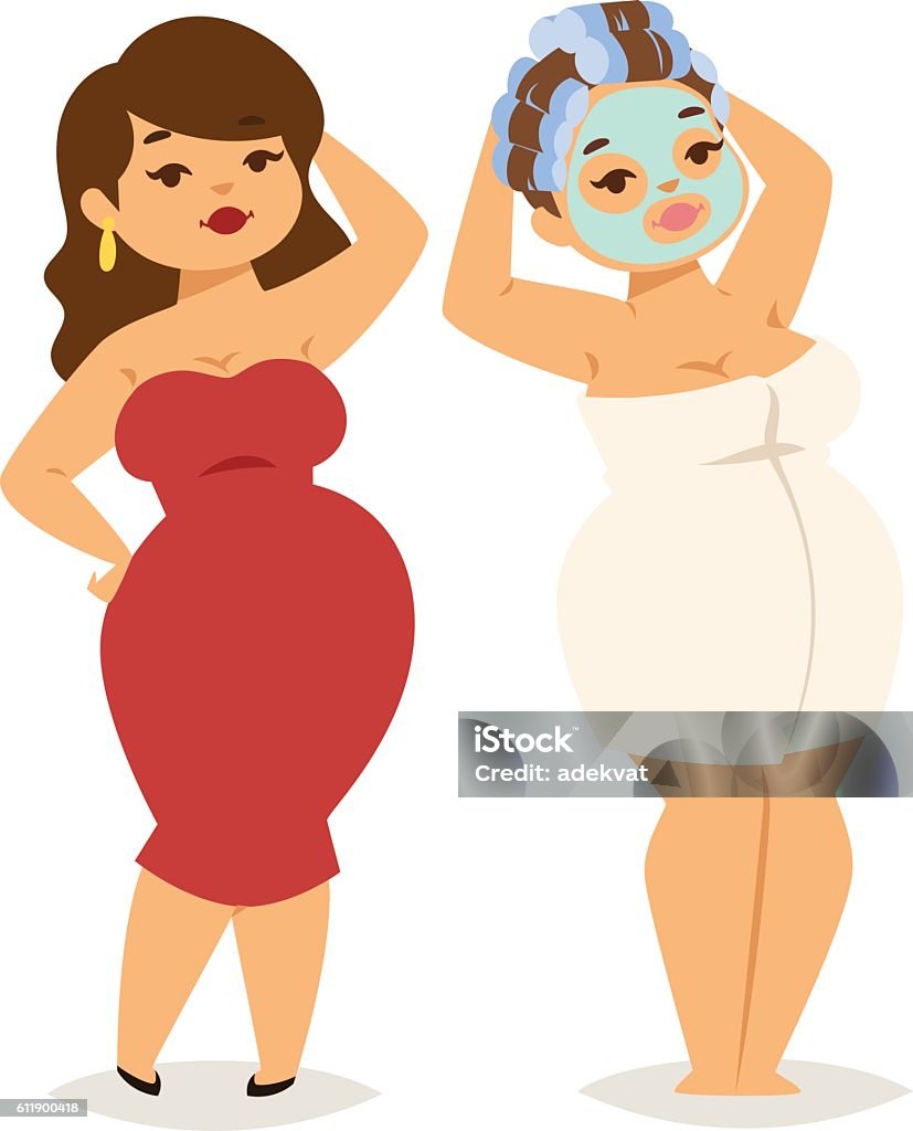 Fat Girl Vector Illustration Character Stock Illustration Download
