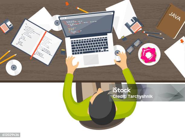 Programmingcoding Flat Computing Background Code Hardwaresoftware Web Development Stock