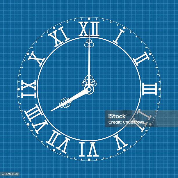 Cadran Dhorloge Avec Chiffres Romains Icône Blanche Sur Larrièreplan Du