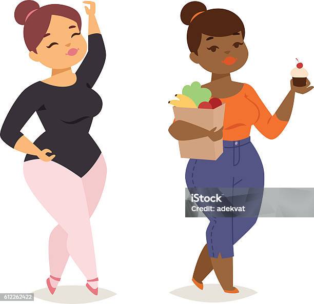 Fat Girl Vector Illustration Character向量圖形及更多人圖片 人 人類腹部 人體 Istock