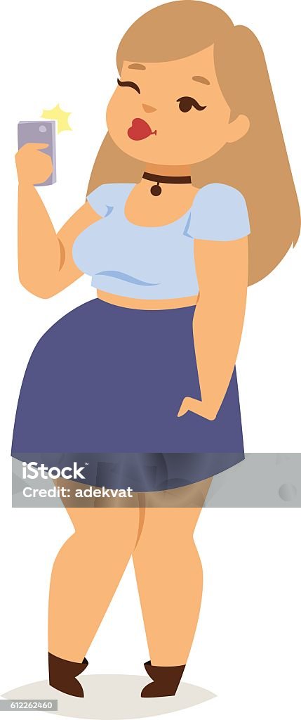 Fat Girl Vector Illustration Character Stock Illustration Download
