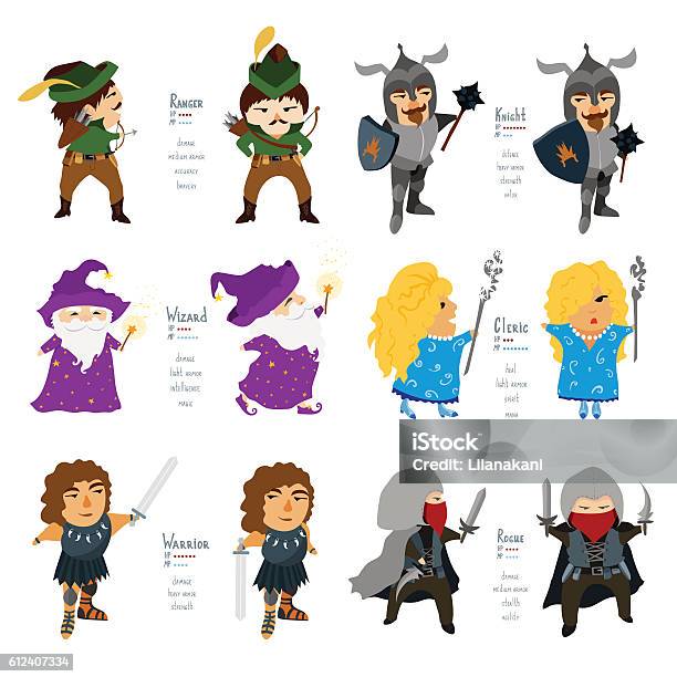 Fantasy Rpg Cartoon Characters向量圖形及更多角色扮演遊戲圖片 角色扮演遊戲 有性格 男巫 Istock