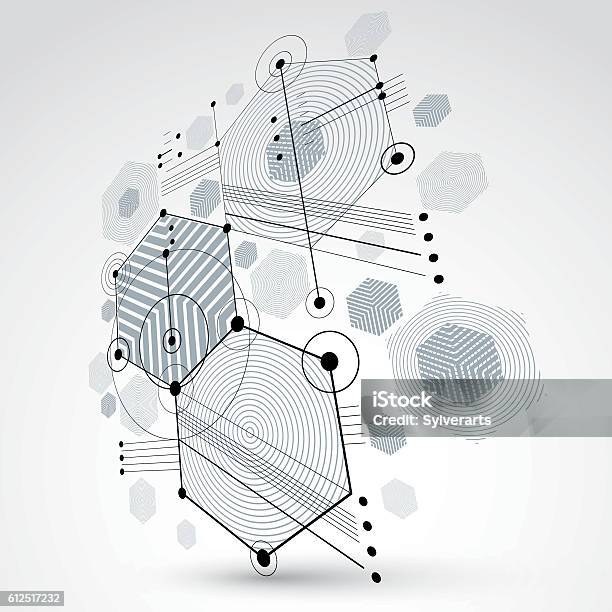 3 D 벡터 바우하우스 추상적 배경 함께 그리드 0명에 대한 스톡 벡터 아트 및 기타 이미지 0명 검은색 구도 Istock