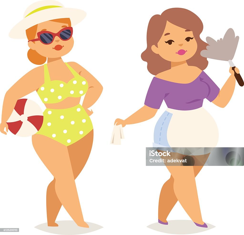 Fat Girl Vector Illustration Character Stock Illustration Download